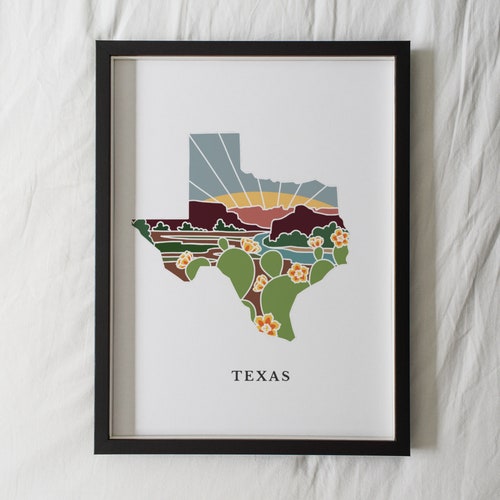Texas Art Print State Wall Art 5x7 8x10 11x14 16x20 - Etsy