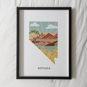Nevada Physical Art Print | State Wall Art | 5x7, 8x10, 11x14, 16x20 ...