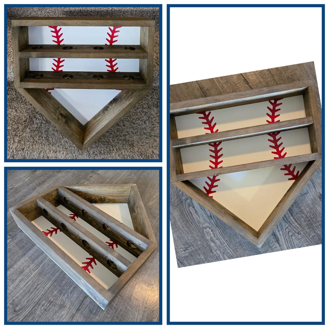 FREE Shipping // 8 Game Ball Baseball Homeplate Holder // Ball Display ...