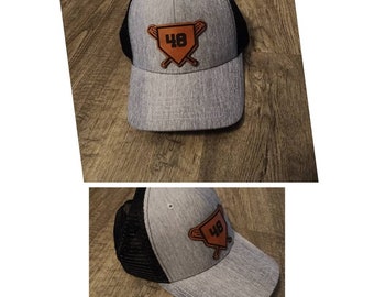 Baseball Personalized Player Number Leather Patch Hat - Etsy