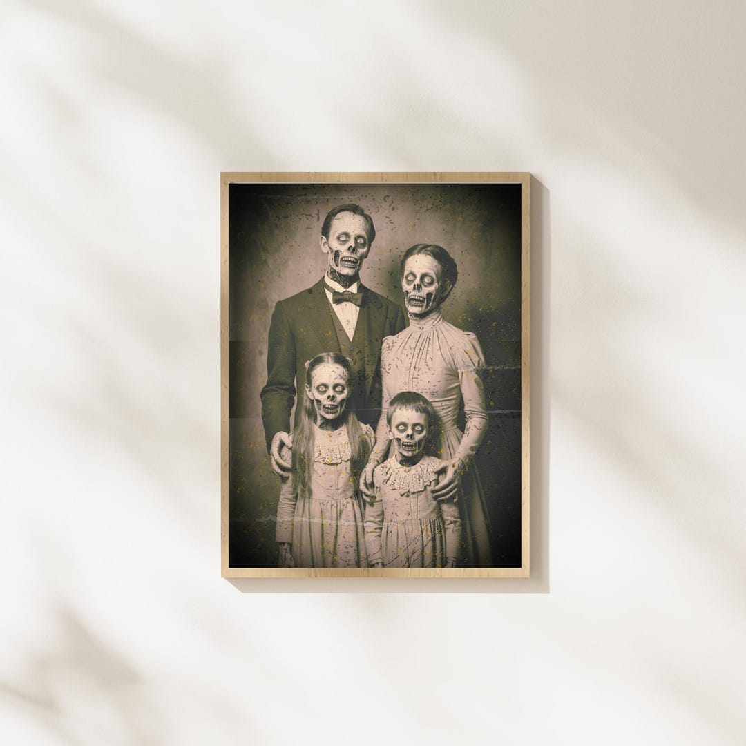 Spooky Skeleton Family Portrait | Vintage Halloween Print (digital ...
