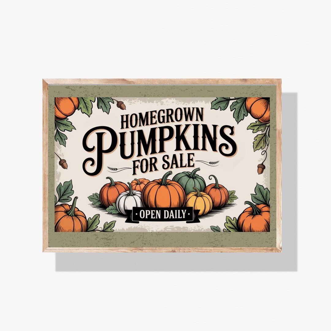Homegrown Pumpkins Sign | Rustic Farmhouse Fall Printable (digital ...