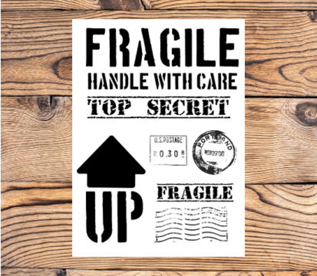 Fragile Travel Retro Instant PNG JPEG Digital Download Printable Art ...