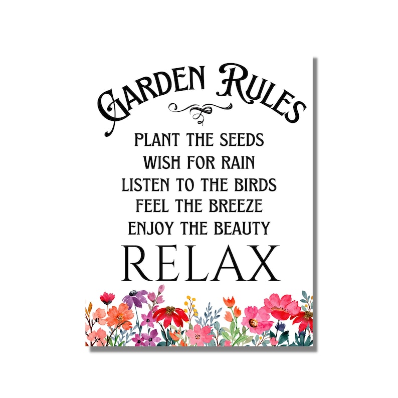 Garden Rules Instant PNG JPEG Digital Download Printable Art - Etsy