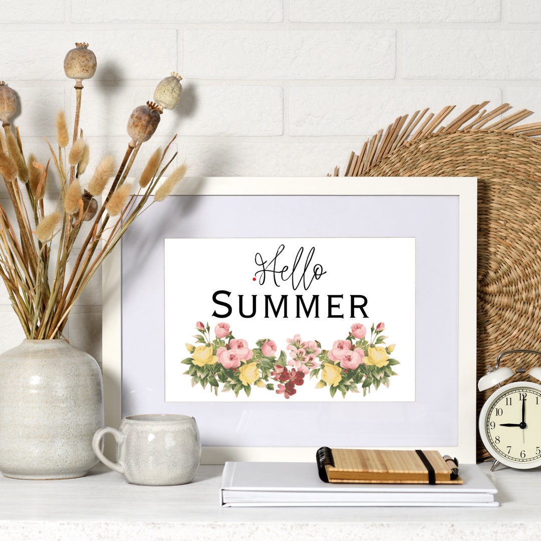 Hello Summer Printable Art - Digital Download of PNG/JPEG Graphics for ...