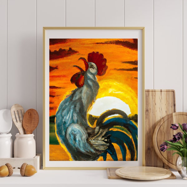 Rooster Crowing - Etsy