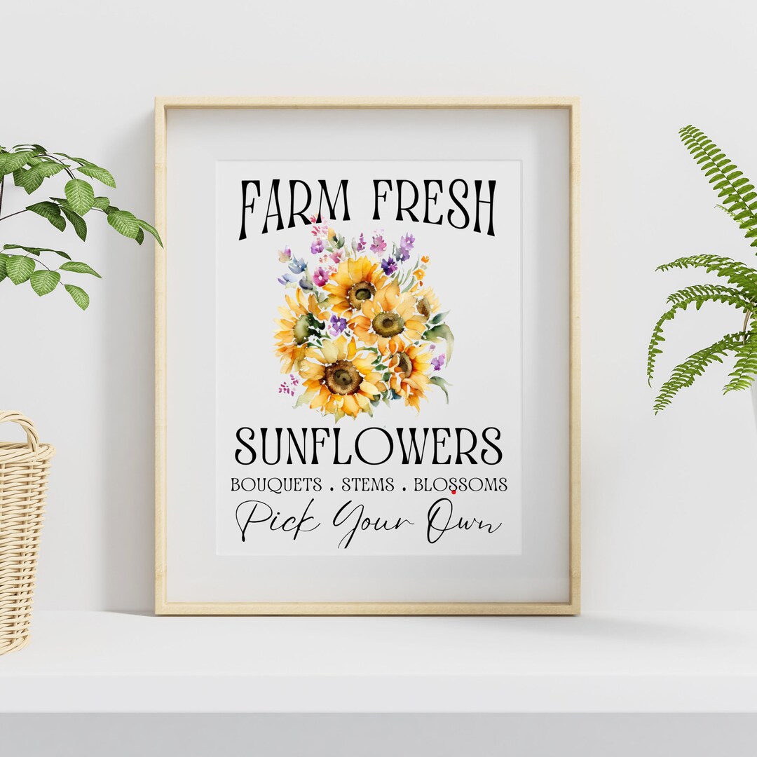Farm Fresh Sunflowers Printable | Summer Farmhouse Wall Art PNG JPEG ...