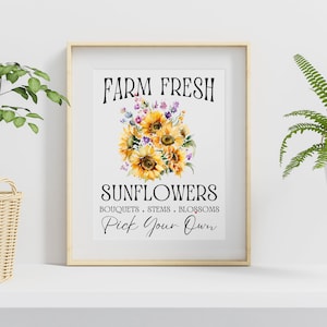 Farm Fresh Sunflowers Printable | Summer Farmhouse Wall Art PNG JPEG ...