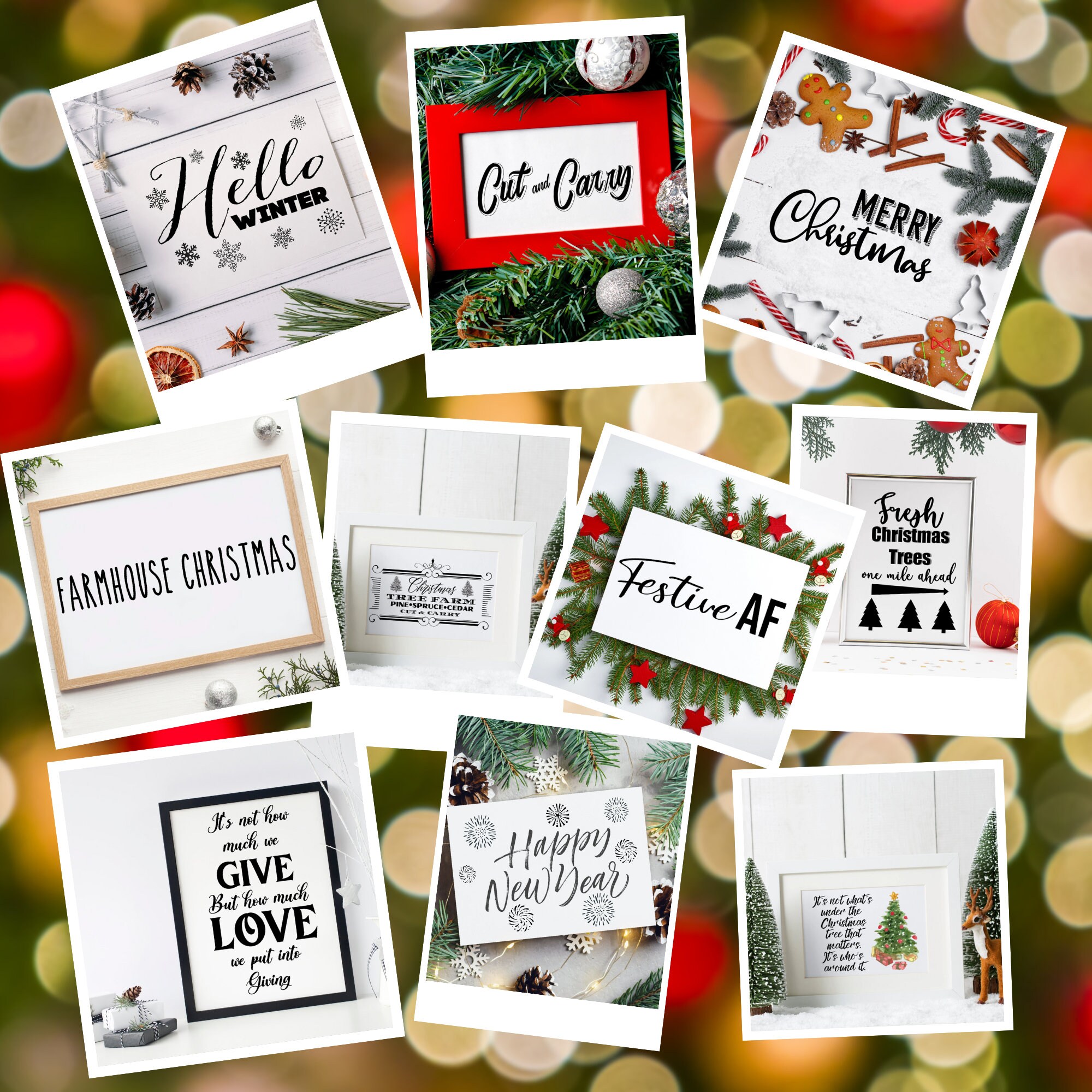 55+ Christmas Holiday Graphics Bundle | Festive Vintage Clipart Set ...