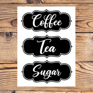 Coffee Tea Sugar Labels PNG JPEG SVG Digital Download Printable ...