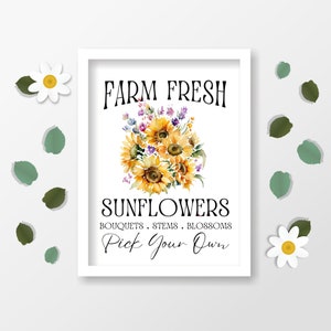 Farm Fresh Sunflowers Printable | Summer Farmhouse Wall Art PNG JPEG ...