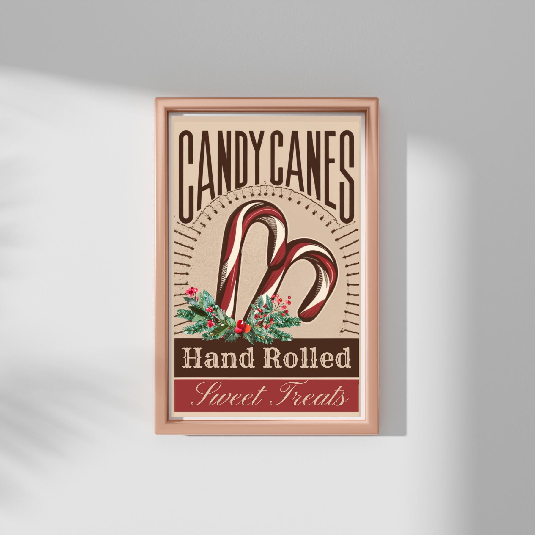 Vintage Candy Canes Sign Printable | Nostalgic Christmas Wall Art ...