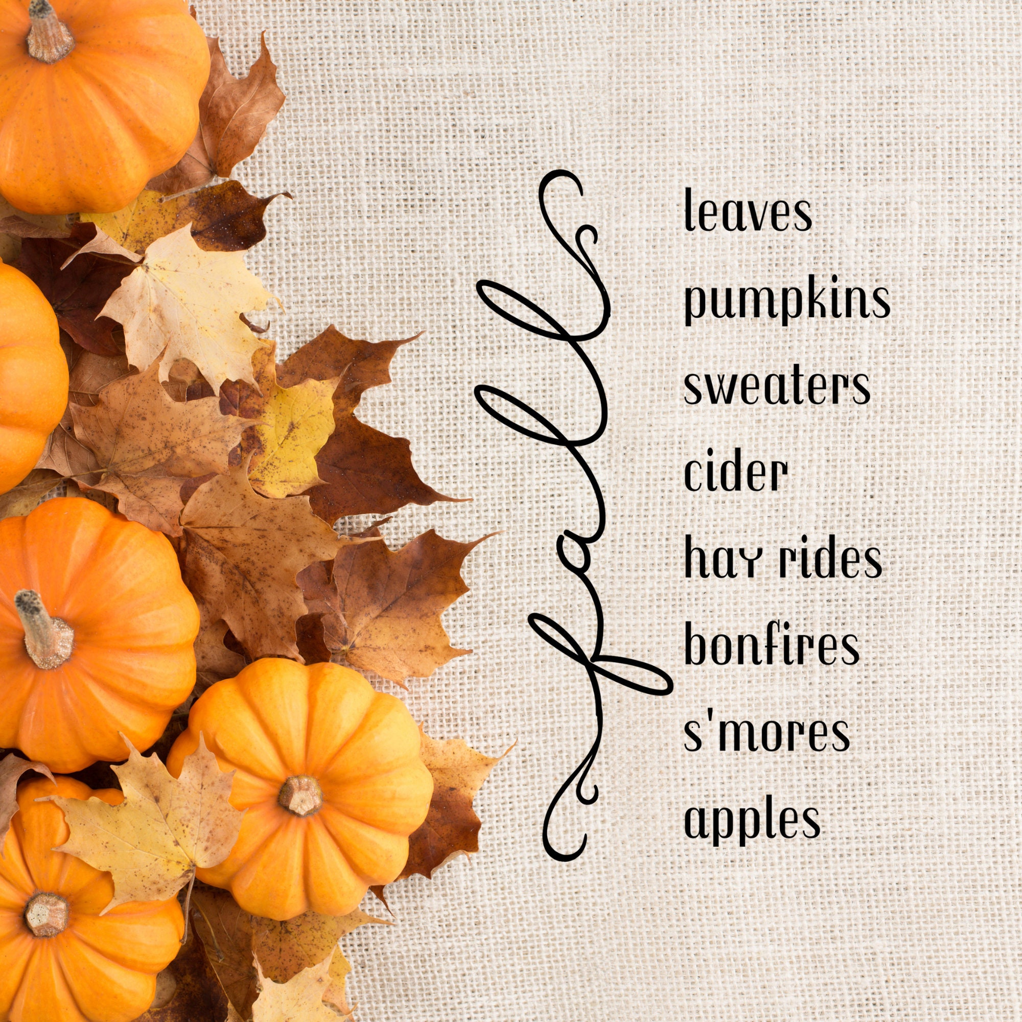 Fall Script Wall Decor - Instant Download PNG/JPEG - Printable Art for ...
