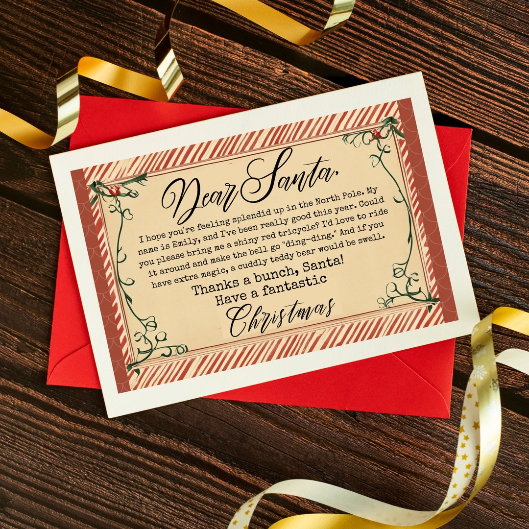 Dear Santa Christmas Letter - Instant Digital Download PNG JPEG - Etsy