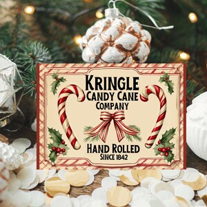 Vintage Candy Cane Card: Printable Christmas Instant Digital Download ...