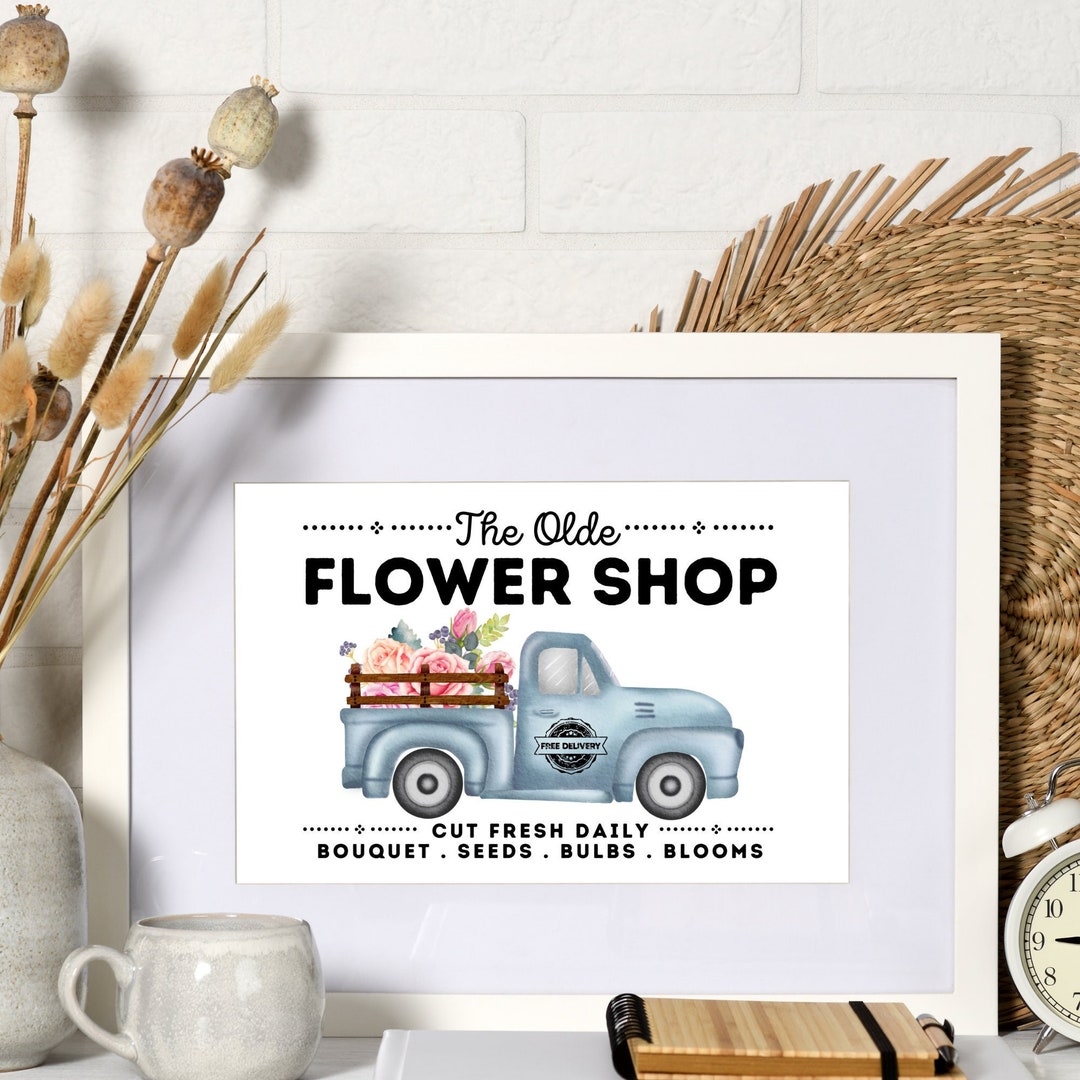 The Olde Flower Shop Printable | Vintage Floral Wall Art PNG SVG JPEG ...