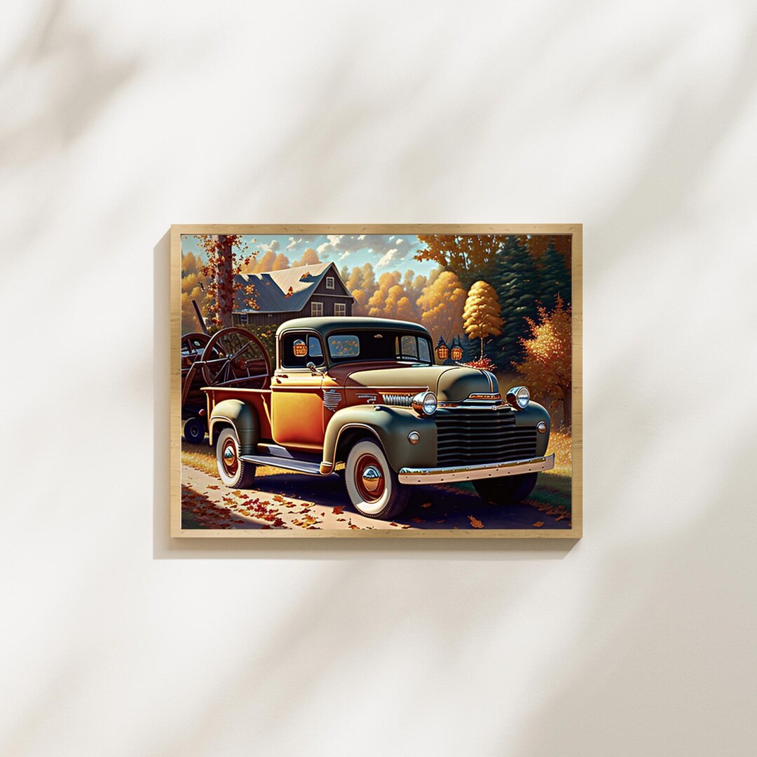 Vintage Fall Farm Truck Printable | Autumn Harvest Graphic | Instant ...