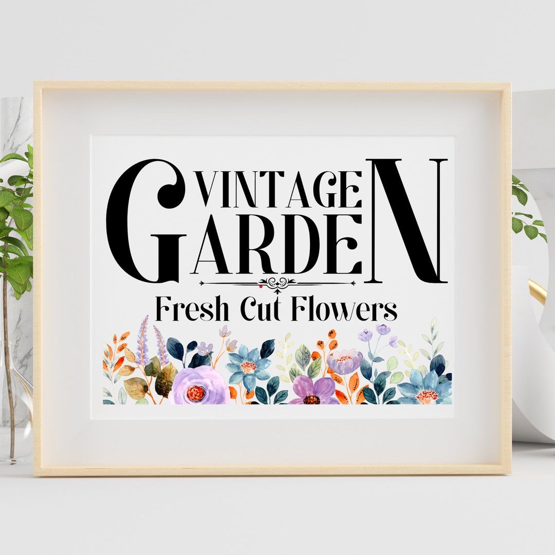 Vintage Garden Farmhouse Sign Printable | Rustic Wall Art PNG JPEG ...