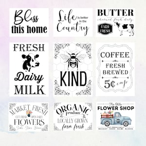 Farmhouse Wall Art Bundle | Rustic Vintage Printable Graphics Set ...