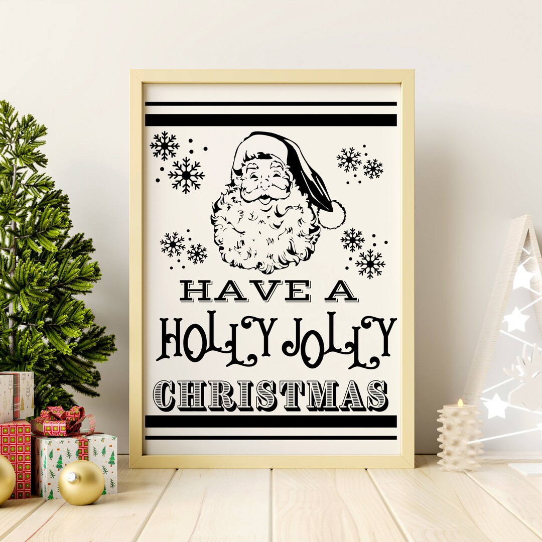 Holly Jolly Santa Christmas - Instant Digital Download Printable Art ...