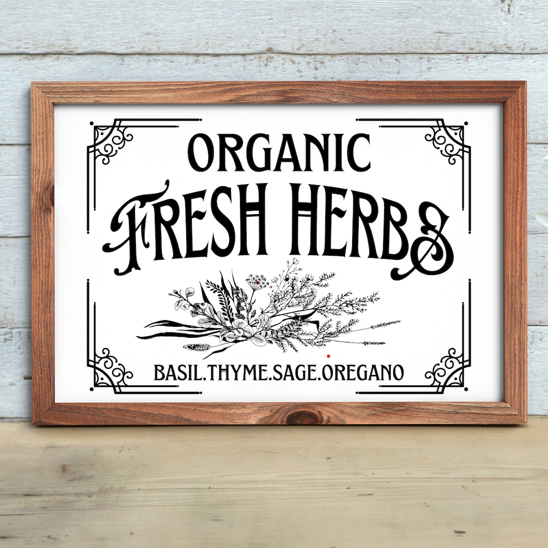 Garden Organic Fresh Herbs Sign Instant Digital Download PNG JPEG SVG ...