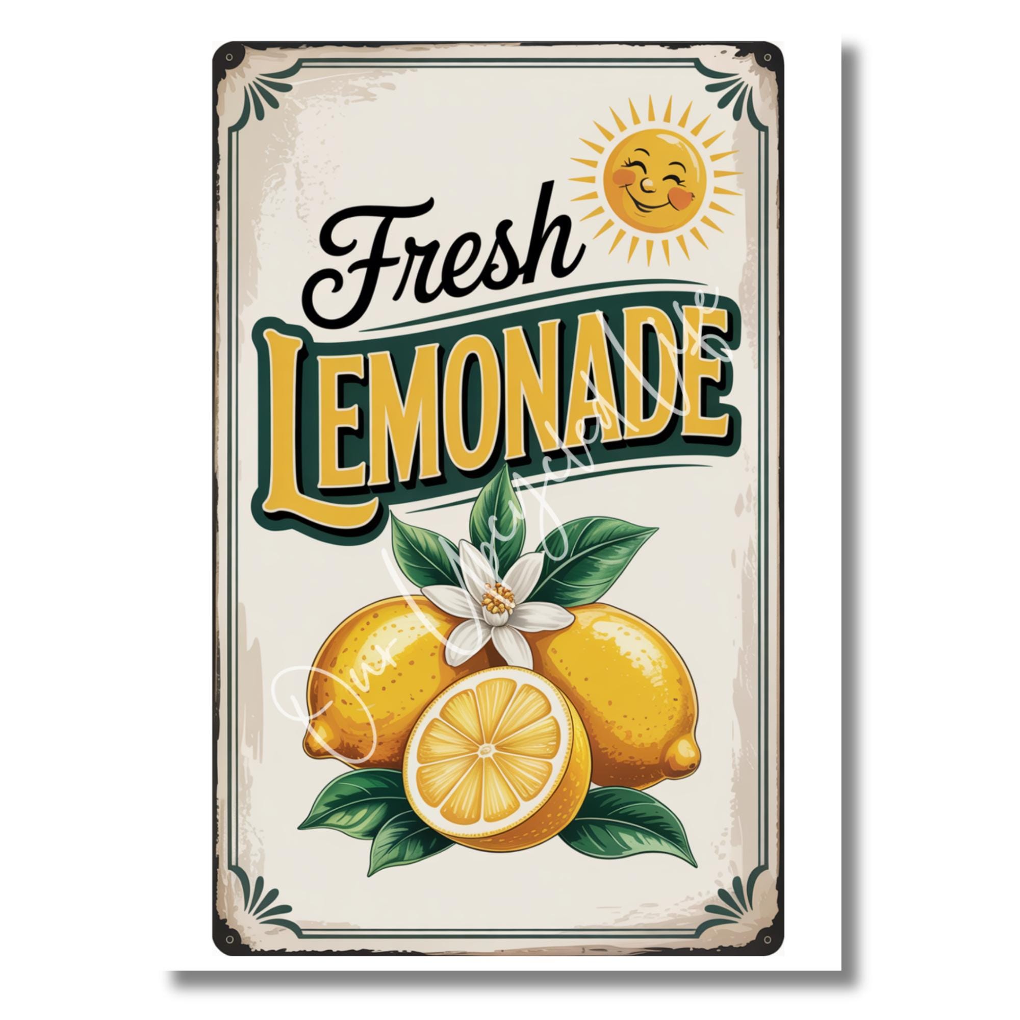 Fresh Lemonade Sign Printable | Vintage Summer Kitchen Art PNG JPEG ...