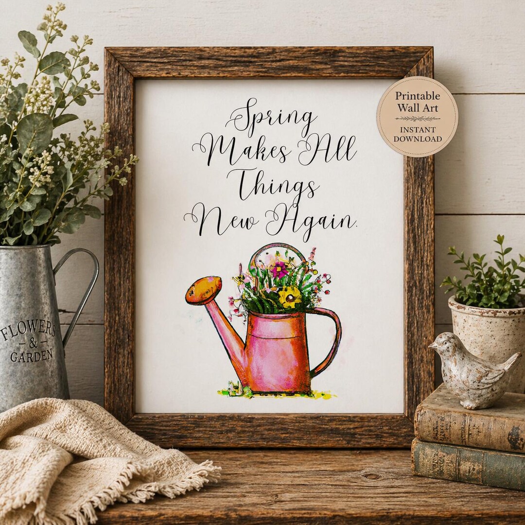Watering Can Floral Print | Spring Garden Art (digital Download) - Etsy ...