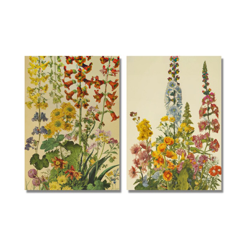 Vintage Vibes Botanical Print Set 2 | Antique Floral Wall Art | Digital ...