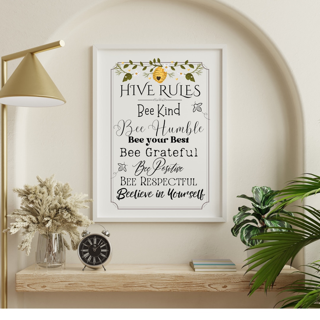 Hive Rules Bee Kind Honey Instant Digital Download Graphic PNG SVG JPEG ...