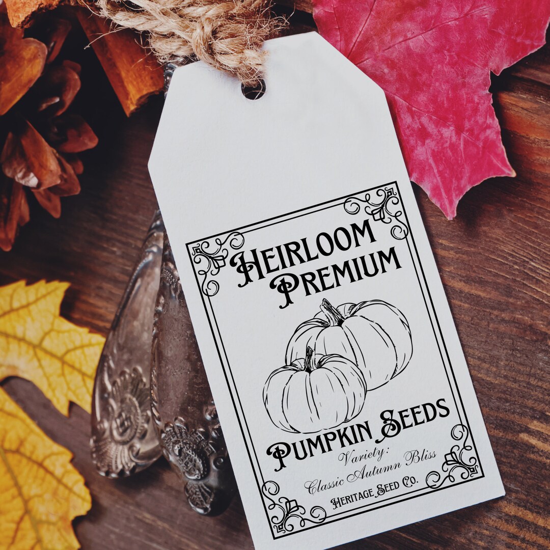 Heirloom Pumpkin Seed Vintage Label Farmhouse Style Decor - Digital ...