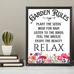 Garden Rules Instant PNG JPEG Digital Download Printable Art ...