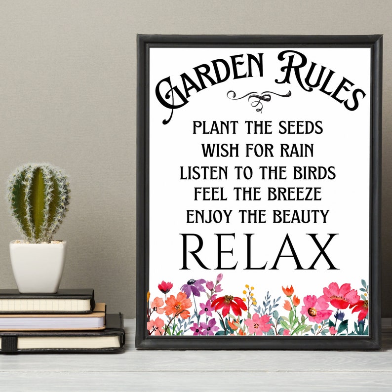 Garden Rules Instant PNG JPEG Digital Download Printable Art ...