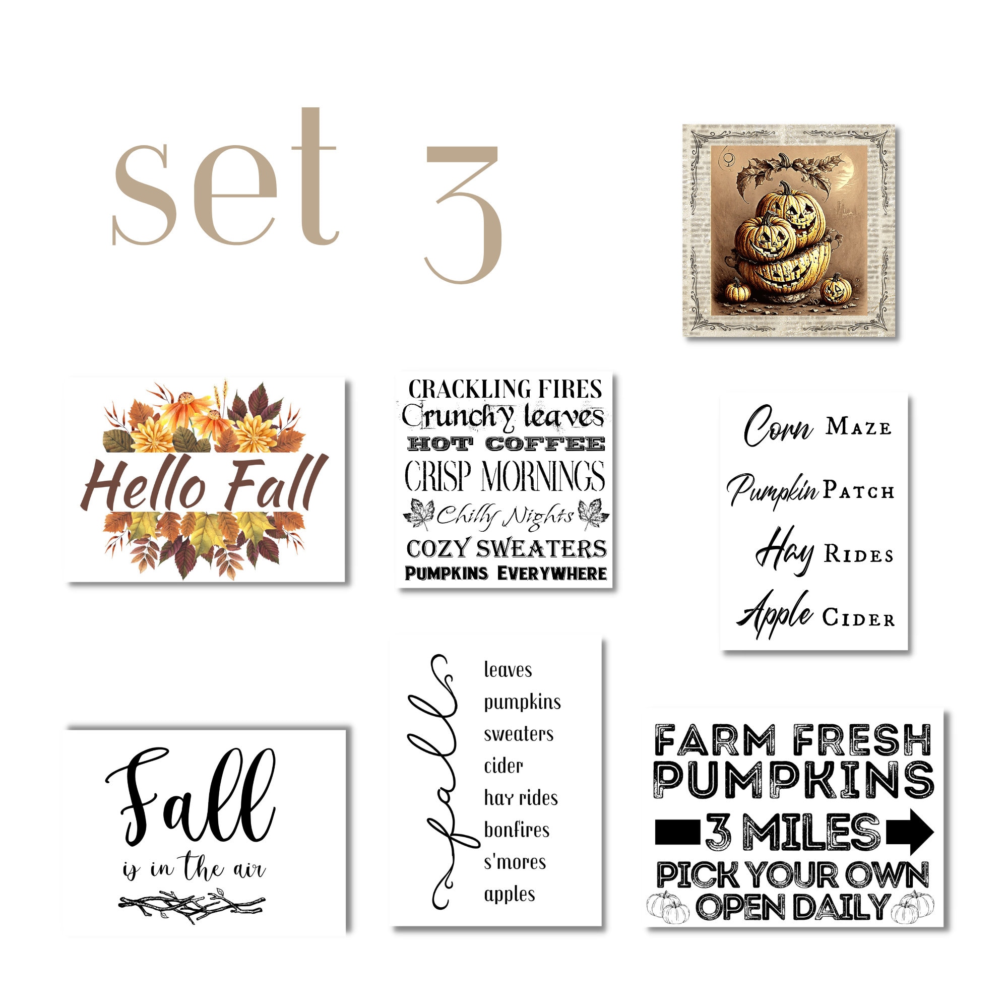 Fall Farmhouse Printable Bundle | Autumn Wall Art (digital Download) - Etsy