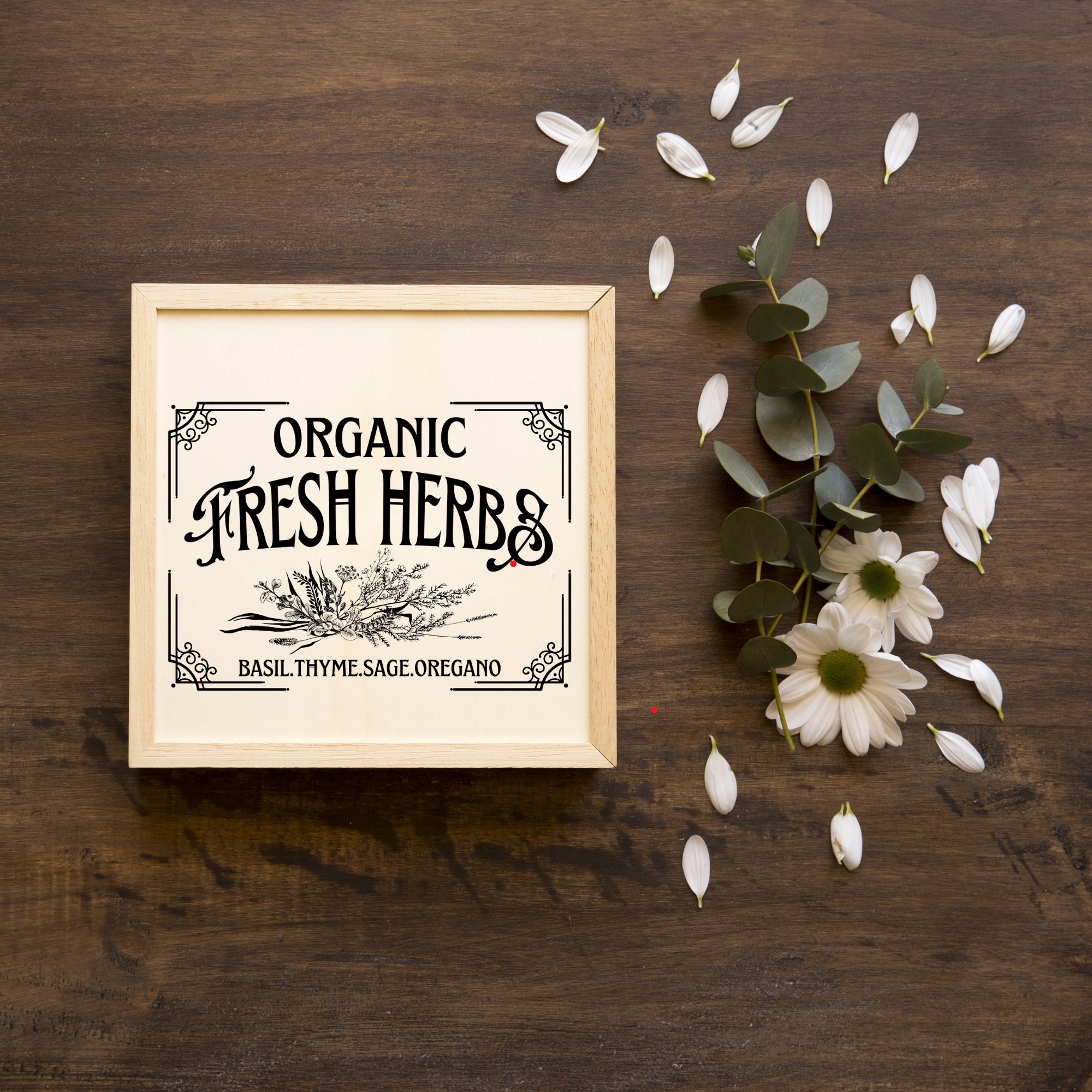 Fresh Herbs Garden Sign Printable | Organic Kitchen Wall Art PNG JPEG ...
