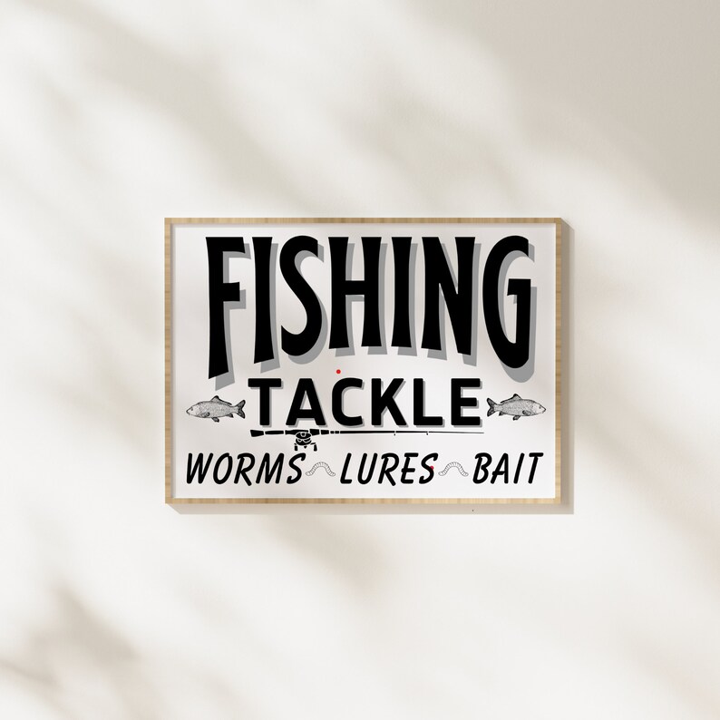Fishing & Tackle Bait Shop Printable | Worm Bait Sign PNG JPEG | Rustic ...