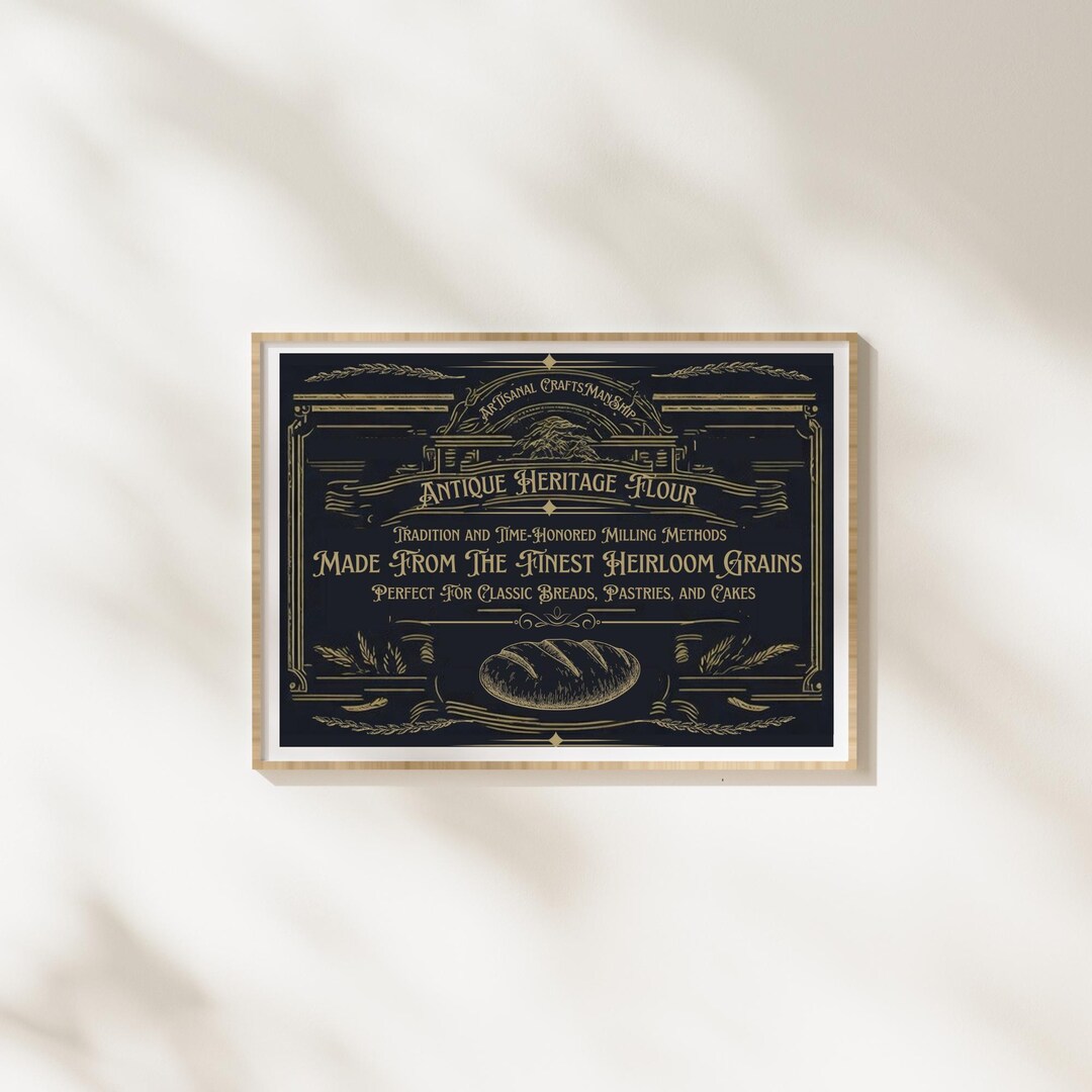 Vintage Flour Label Print | Antique Kitchen Wall Art (digital Download ...