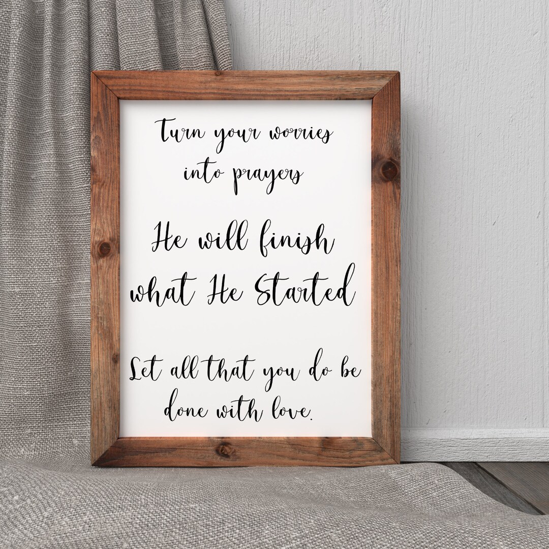 Worries Into Prayers Printable | Inspirational Quote Wall Art PNG JPEG ...
