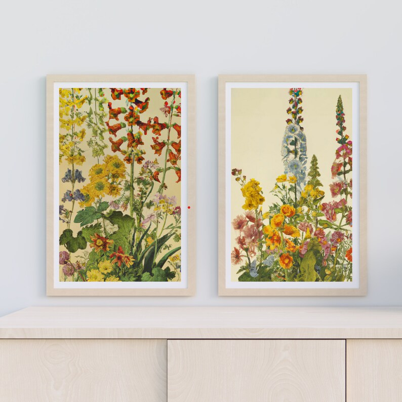 Vintage Vibes Botanical Print Set 2 | Antique Floral Wall Art | Digital ...