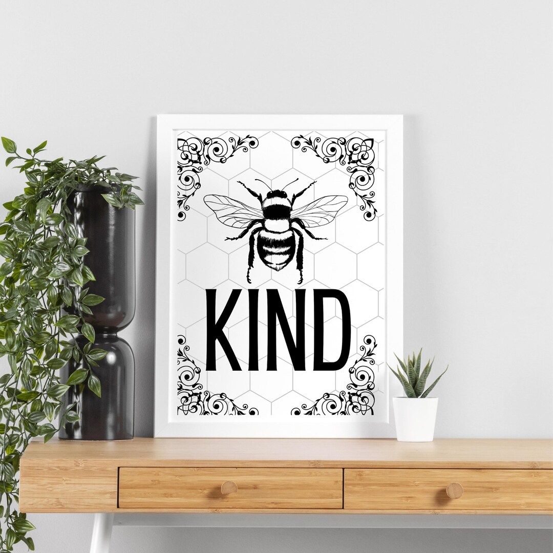 Bee Kind Print | Farmhouse Nature Decor (digital Download) - Etsy