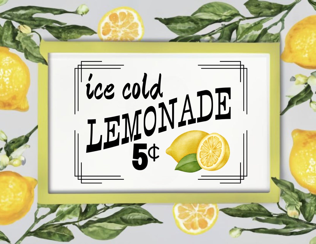 Ice Cold Lemonade Sign Instant Digital Download Printable PNG JPEG SVG ...