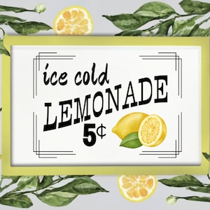 Ice Cold Lemonade Sign Instant Digital Download Printable PNG JPEG SVG ...
