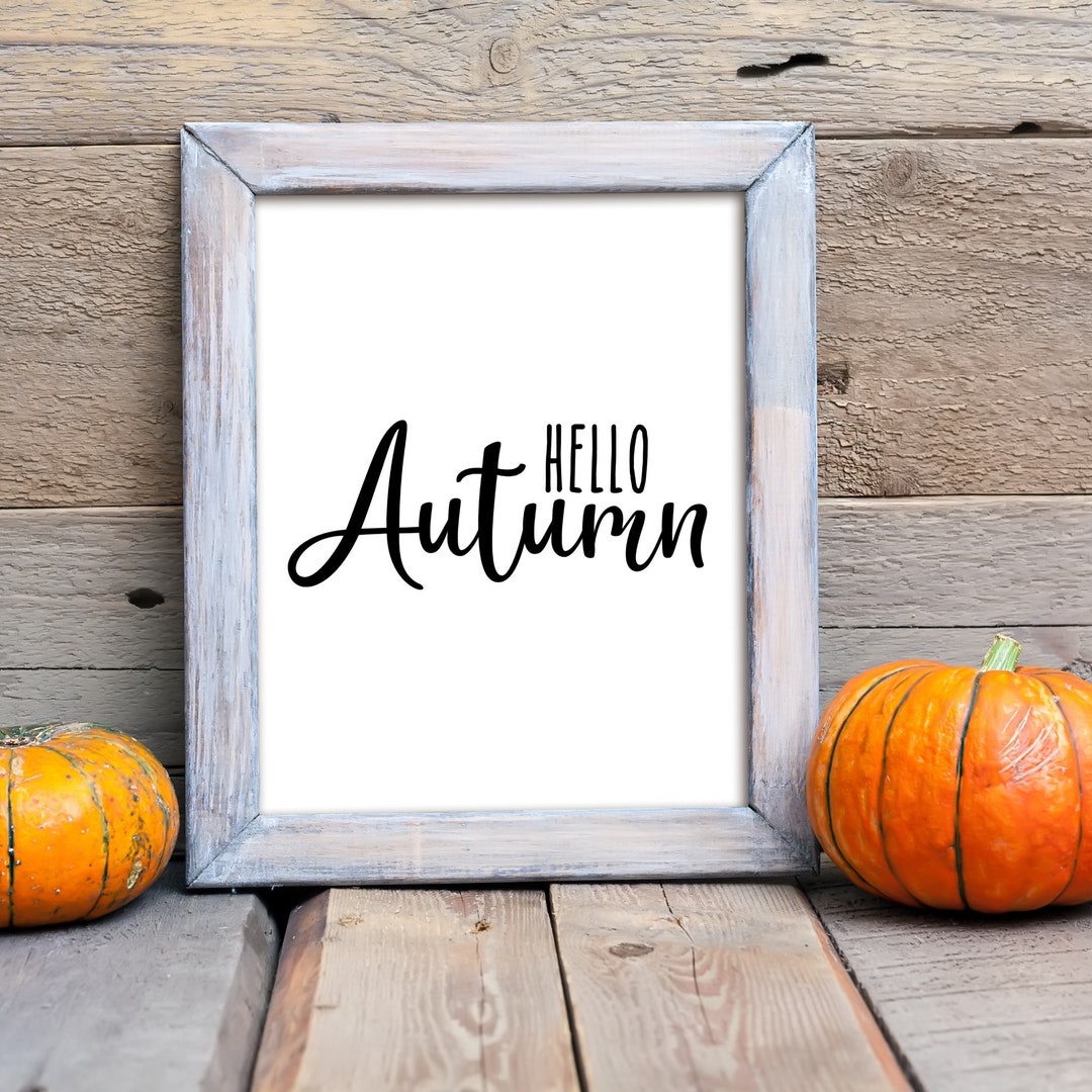 Hello Autumn Printable Wall Art | Fall Quote Print | Instant Digital ...