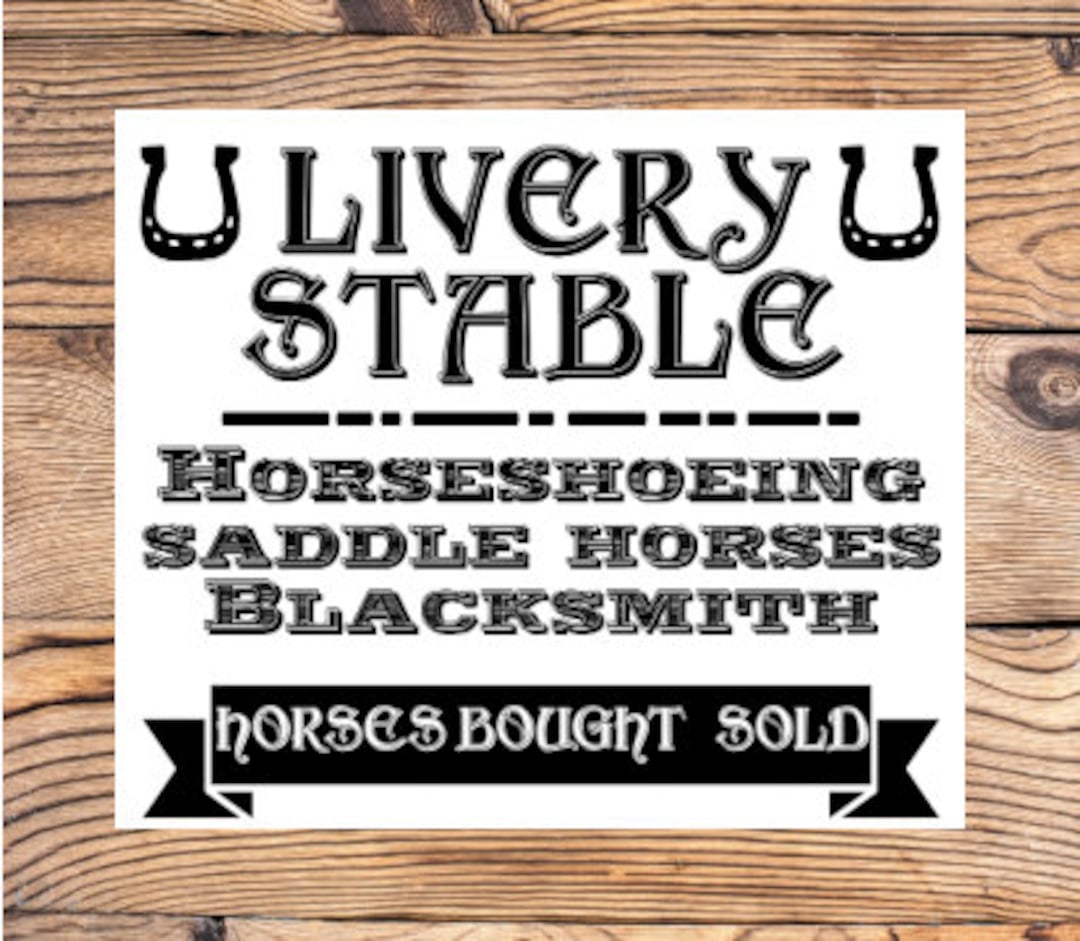 Horse Livery Stable Sign Instant PNG JPEG Digital Download Printable ...