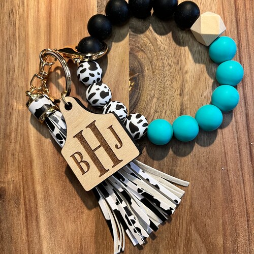 Cow Tag Keychain Personalized - Etsy