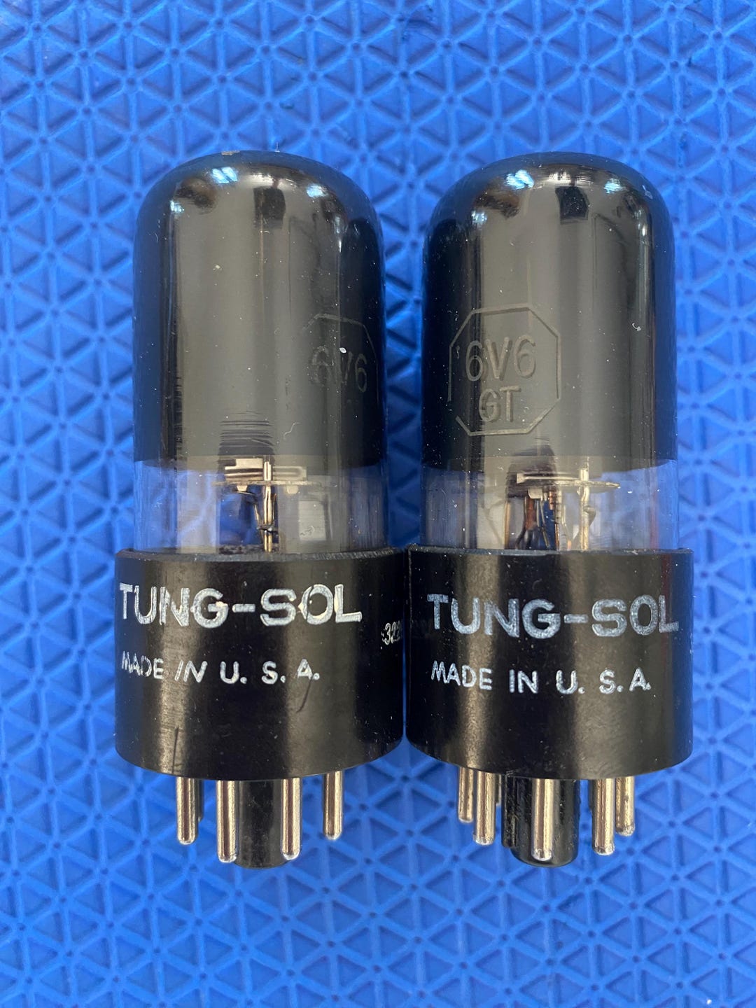 Matched Pair Tung-sol 6V6 6V6GT Vacuum Tubes Valves Black Glass Solid ...