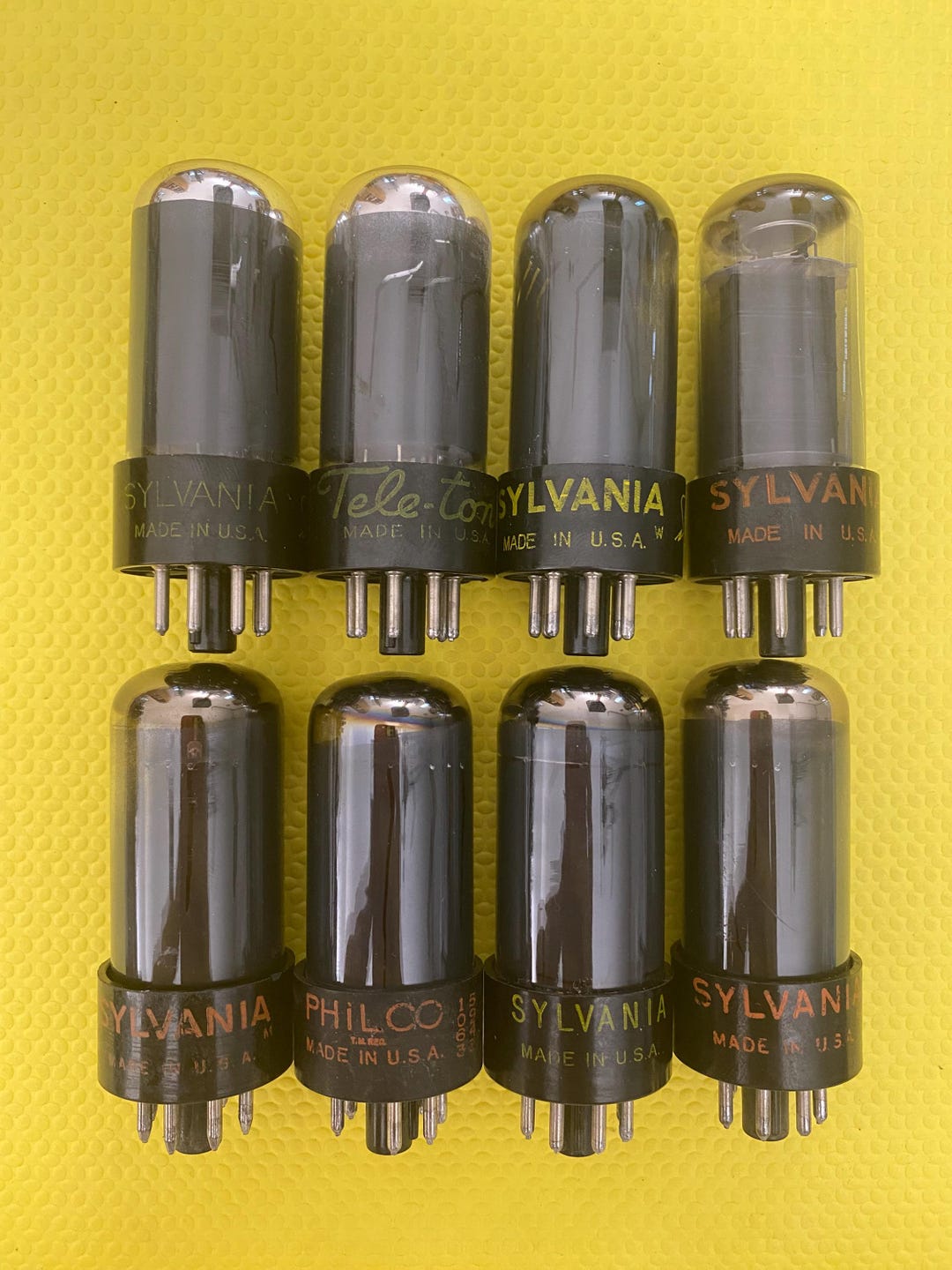 8 Sylvania 25L6 25L6GT Vacuum Tubes Short Base Gray and Silver Bottles ...