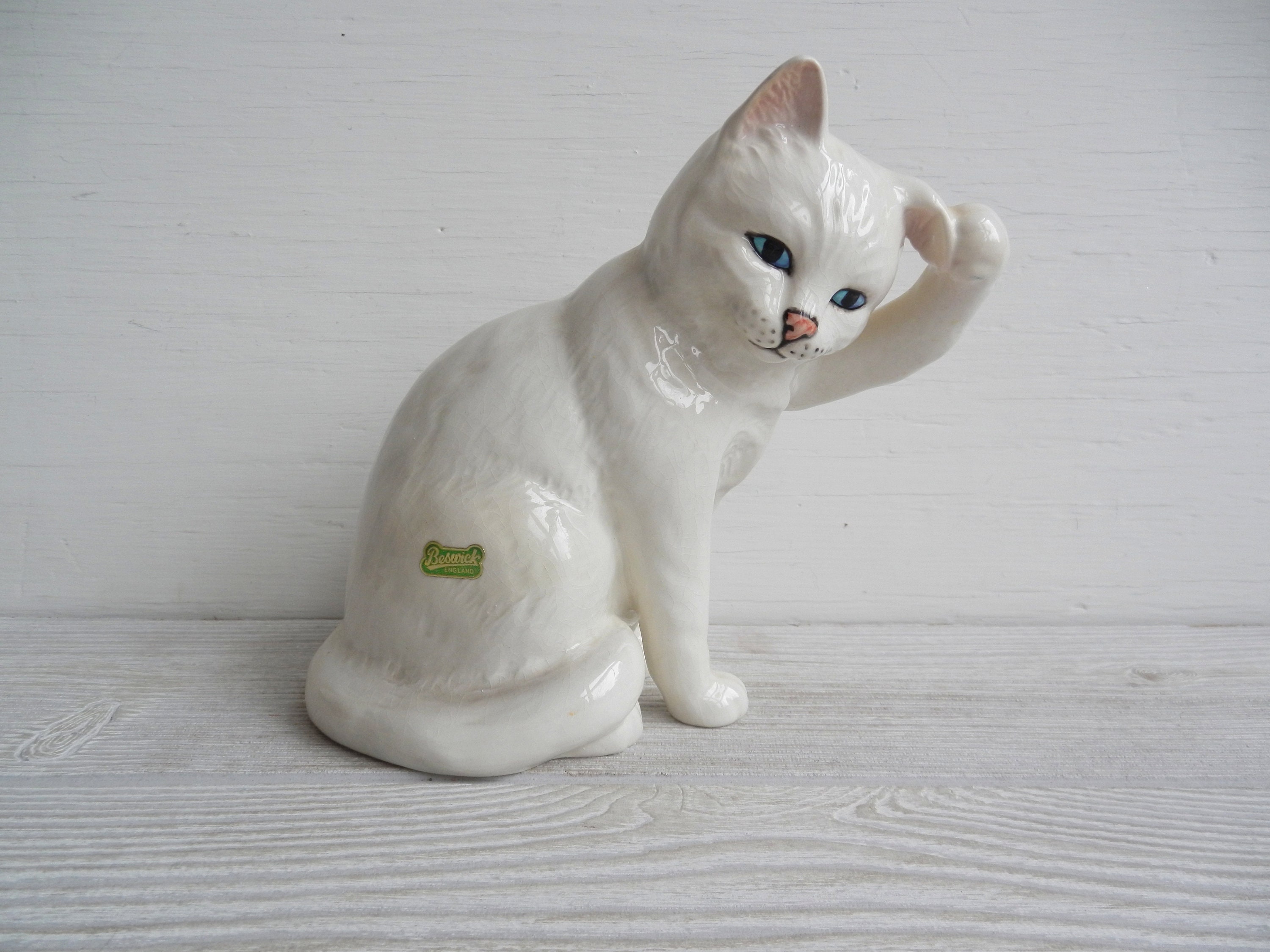 Vintage 1960's Beswick Porcelain White Cat Figurine 1877 - Etsy