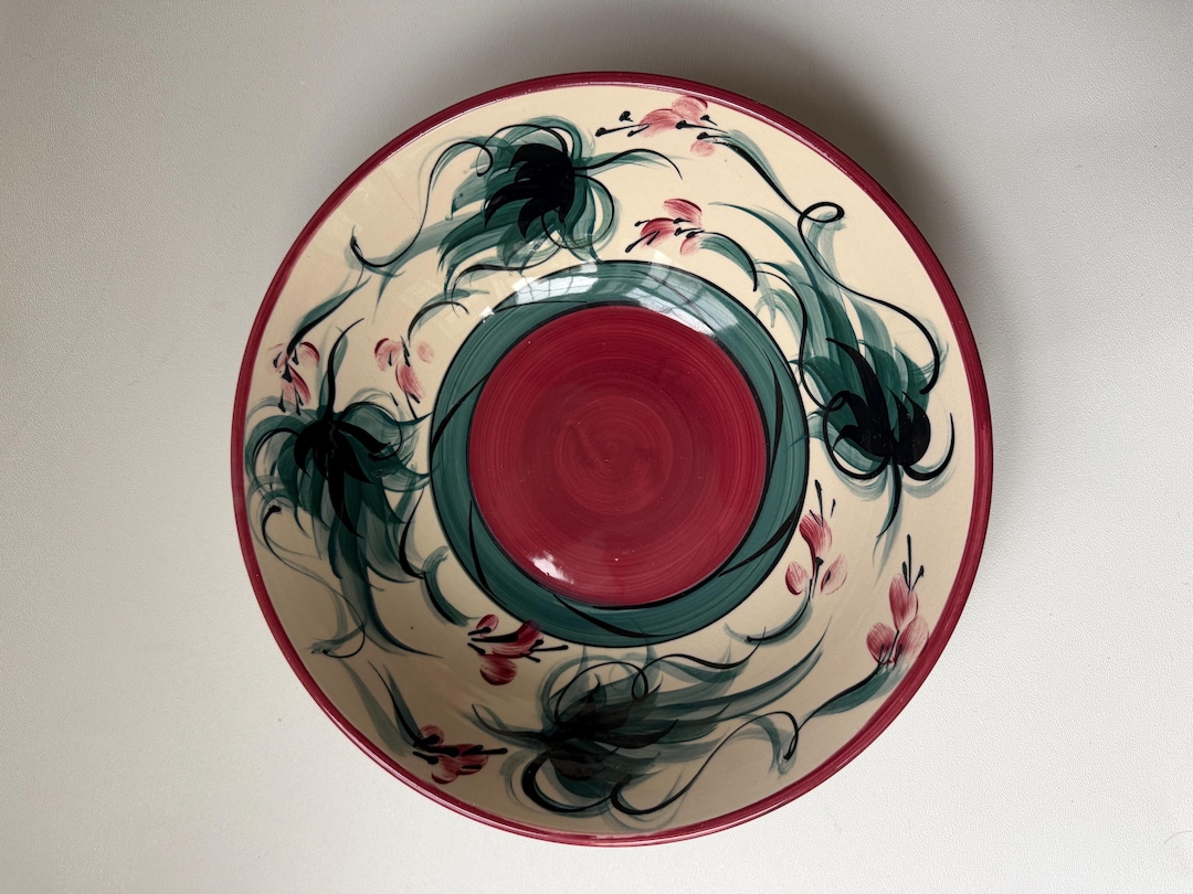 Vintage 1992 Gail Pittman Pottery 12” Large Serving Bowl Grapevine ...