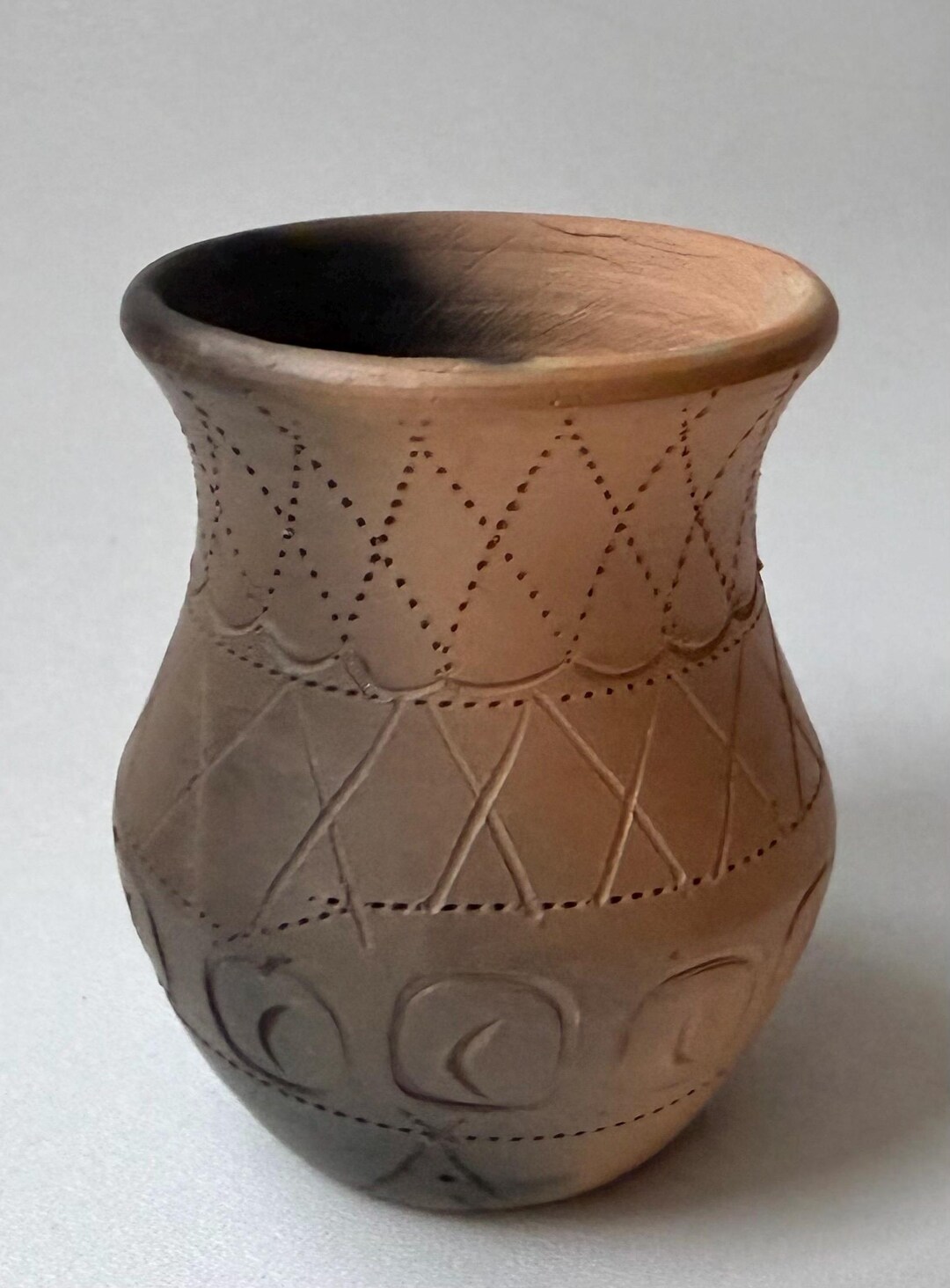 Cherokee Native American Indian Pottery Pot by Tooni GWY NC Patterned ...