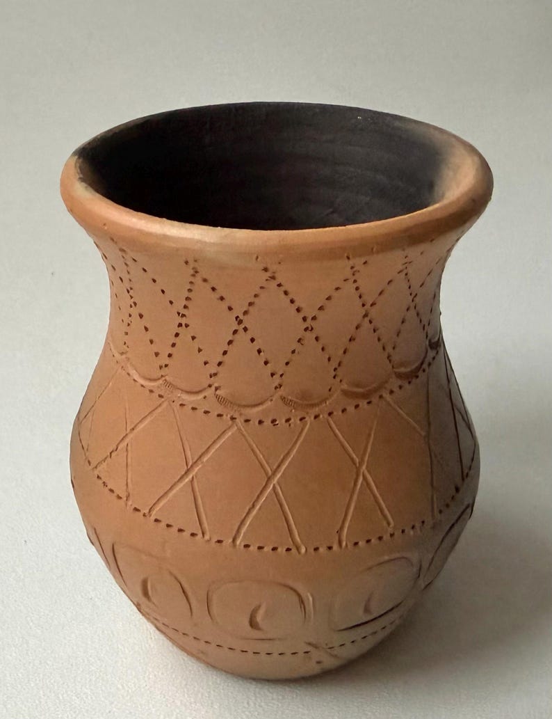 Cherokee Native American Indian Pottery Pot by Tooni GWY NC Patterned ...